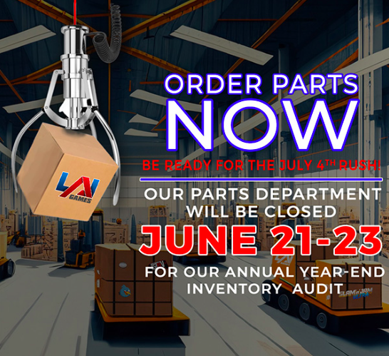 LAI Games Parts Dept. Closed June 21-23 – RePlay Magazine
